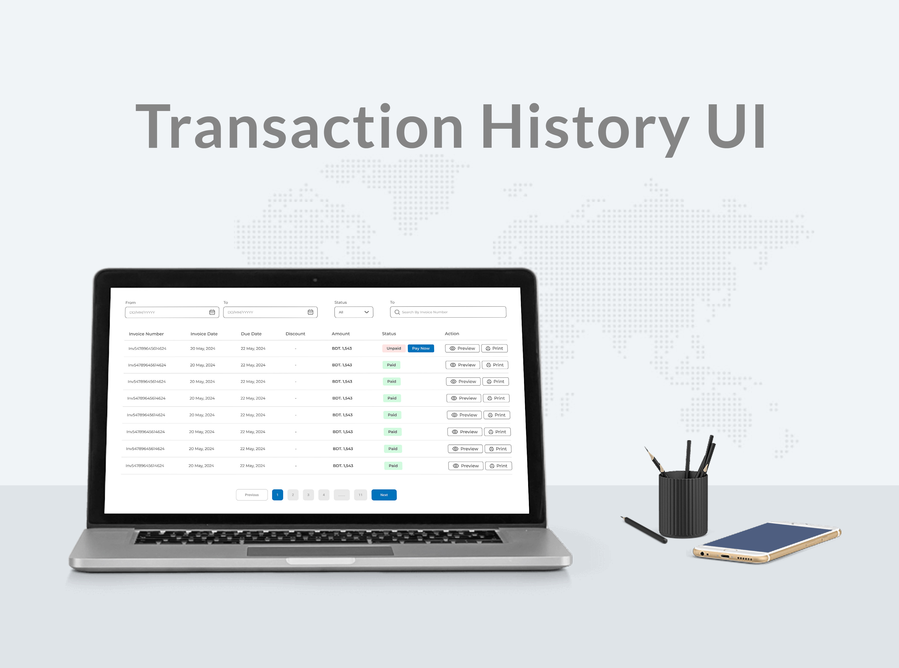 Transaction History Web UI by RhsDesignArt on Dribbble