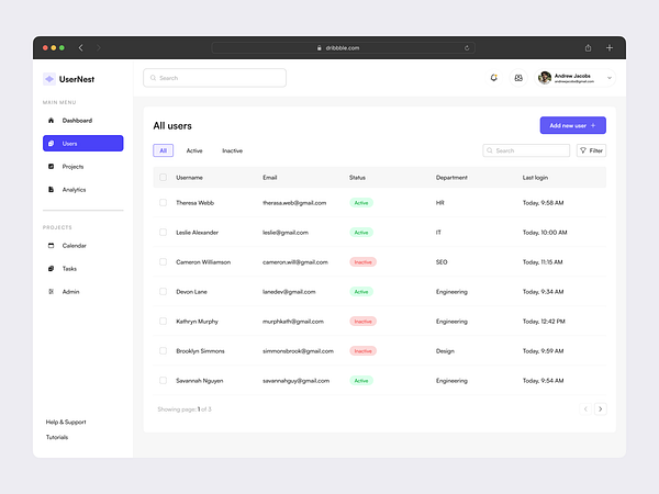 Users Management Dashboard SaaS Software by Madhav Khandal on Dribbble