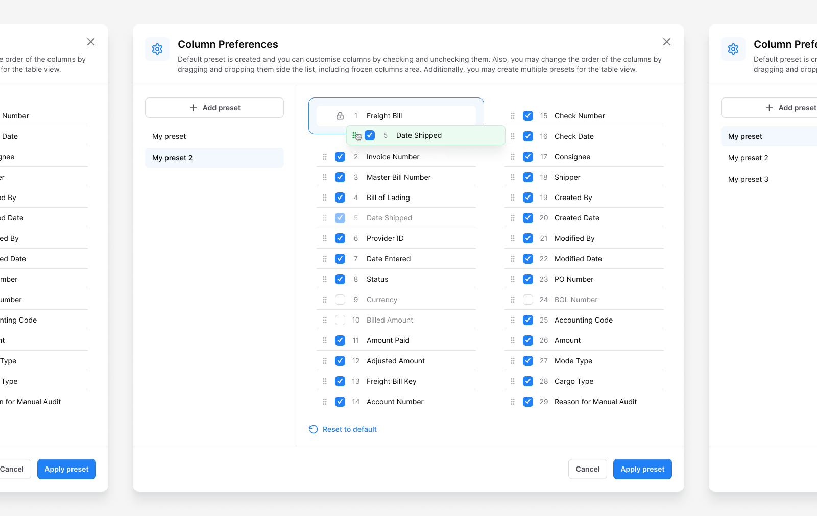 Designing Column Preferences by Eugenia Grubaya on Dribbble