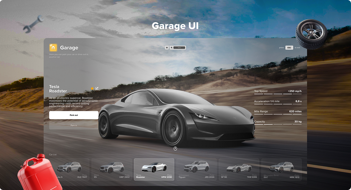 Garage UI - GTA 5 RolePlay (FiveM) by Tokebi Labs on Dribbble