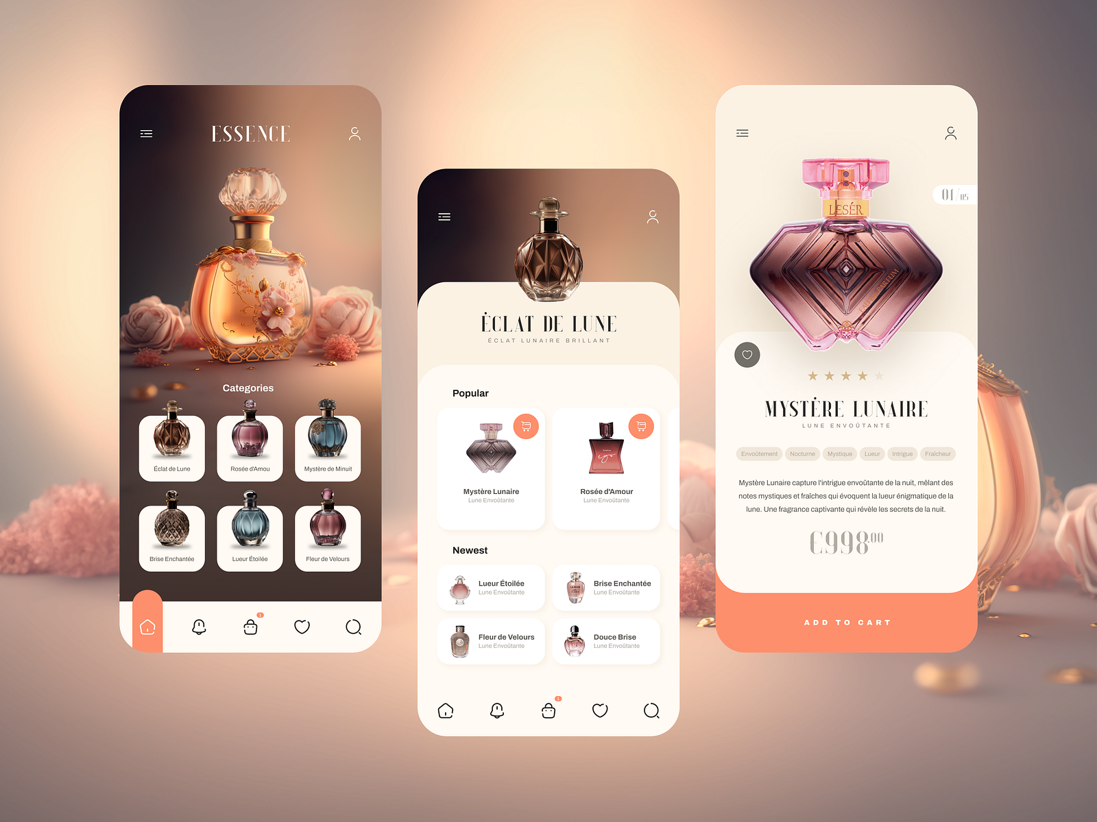 Essence - UI Design for Perfume Shopping App by Daniel Snows on Dribbble