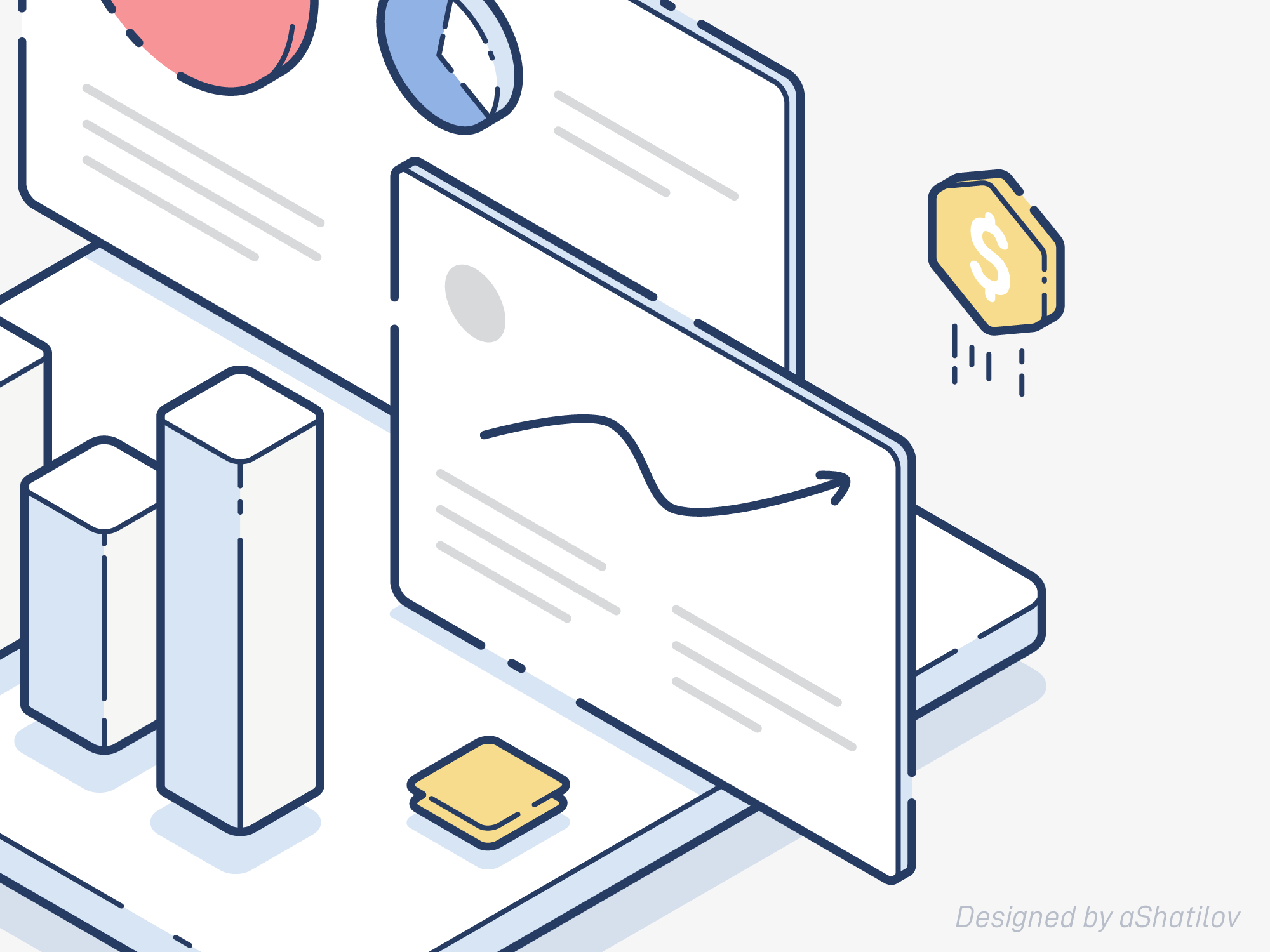 Growth chart. Business schedule. Line vector illustration by aShatilov ...