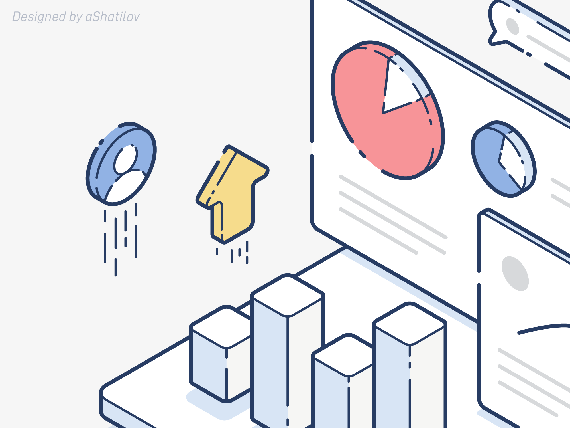 Growth chart. Business schedule. Line vector illustration by aShatilov ...