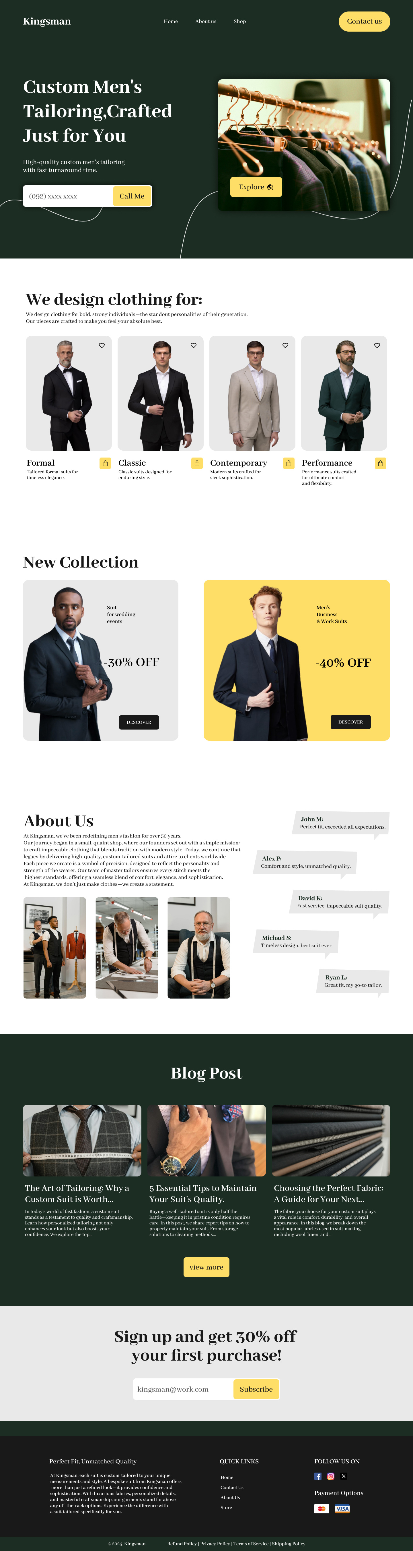 Elegant and Modern Kingsmen Tailors Website Design by Sayam Nisar on ...