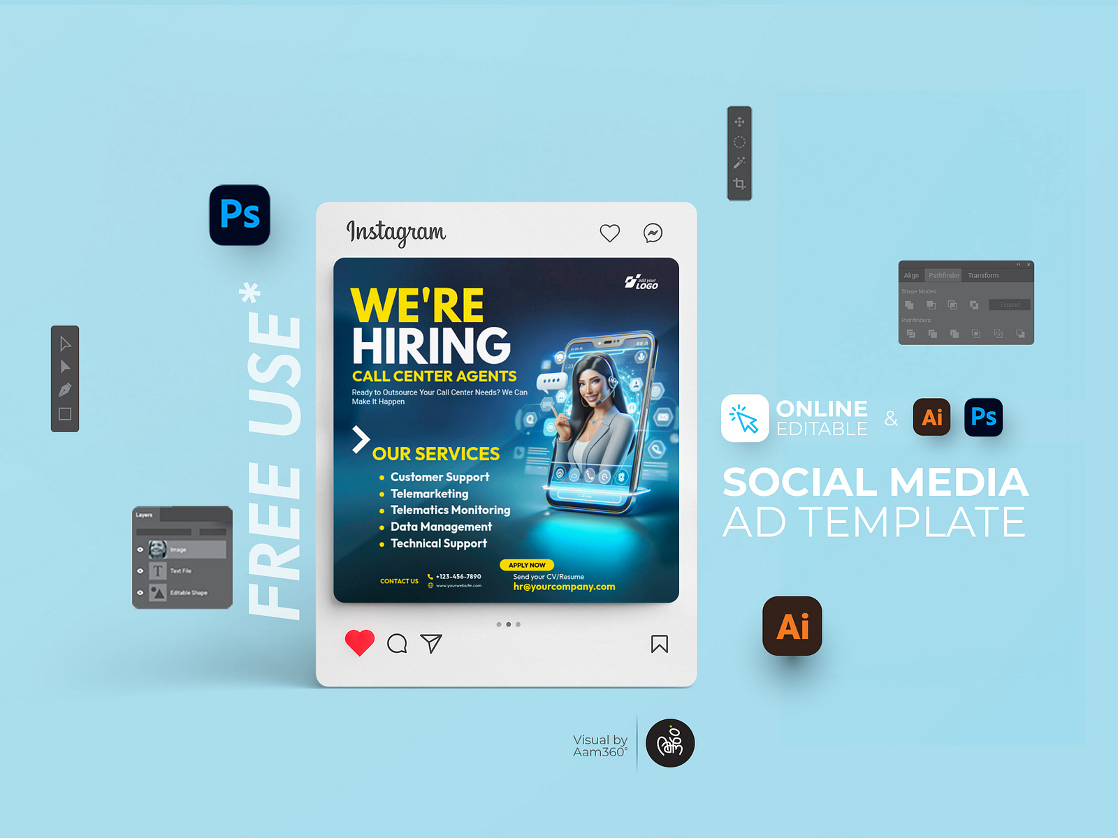 Call Center Hiring Instagram Pos by Aam360 on Dribbble