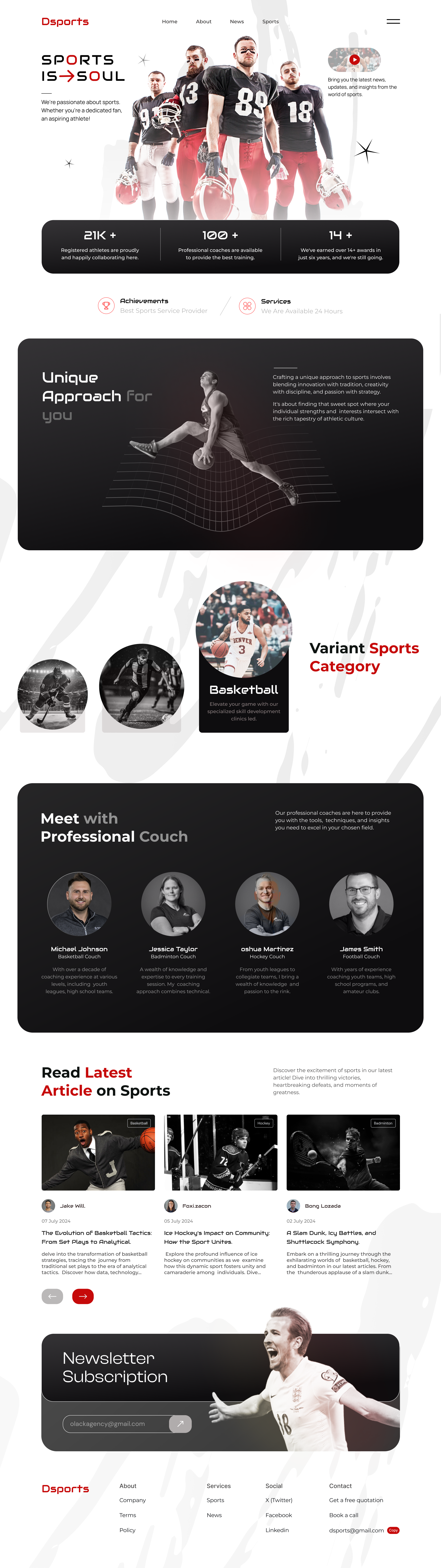 Sports Website Landing Page UI Design by Sohan Talukder for Olack ...
