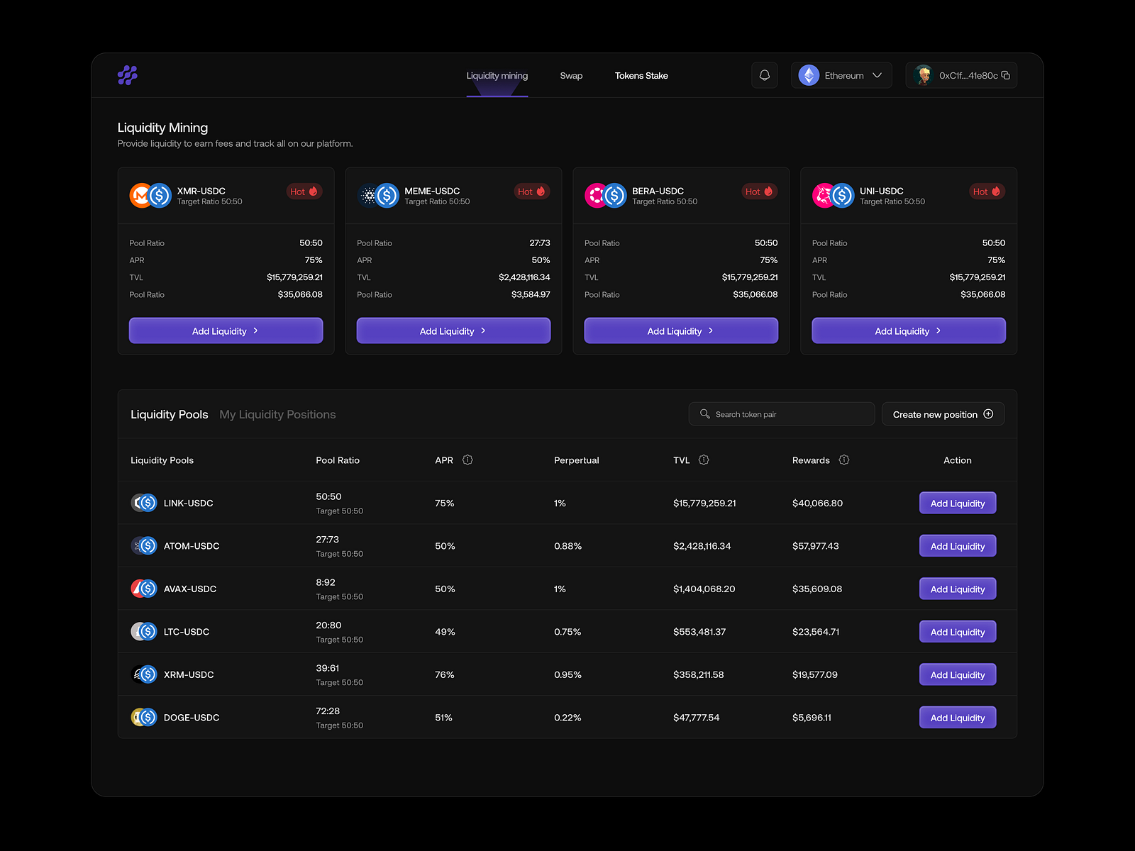 Liquidity Mining Dashboard Design by Johnpaul Adebayo on Dribbble