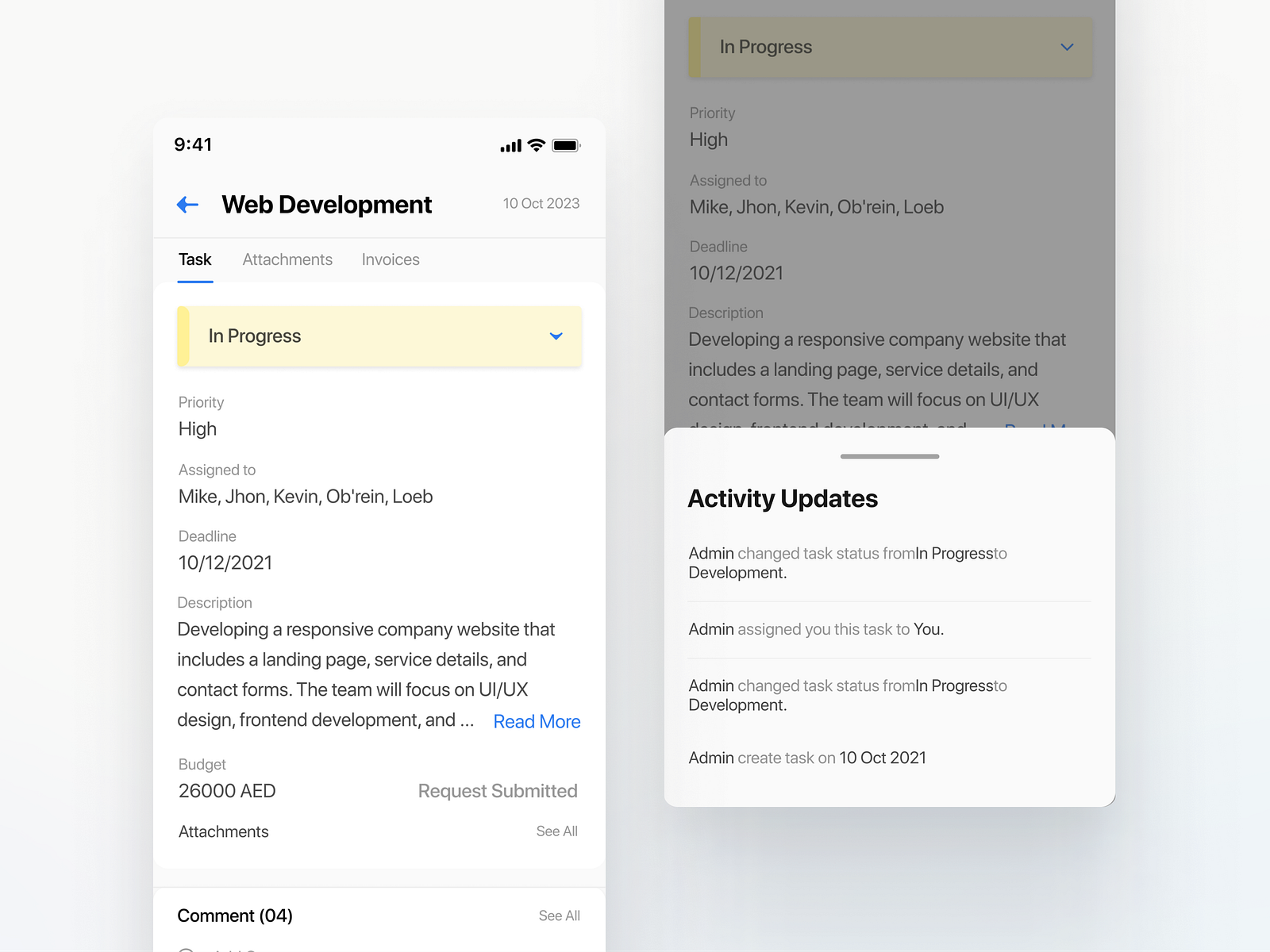 Office Management App - Task Detail Page by Bilal Ahmed on Dribbble