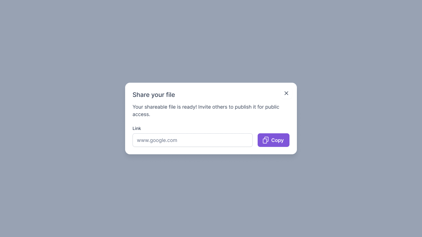 Share File Popup Modal with Intuitive Design by Guru Nivash on Dribbble