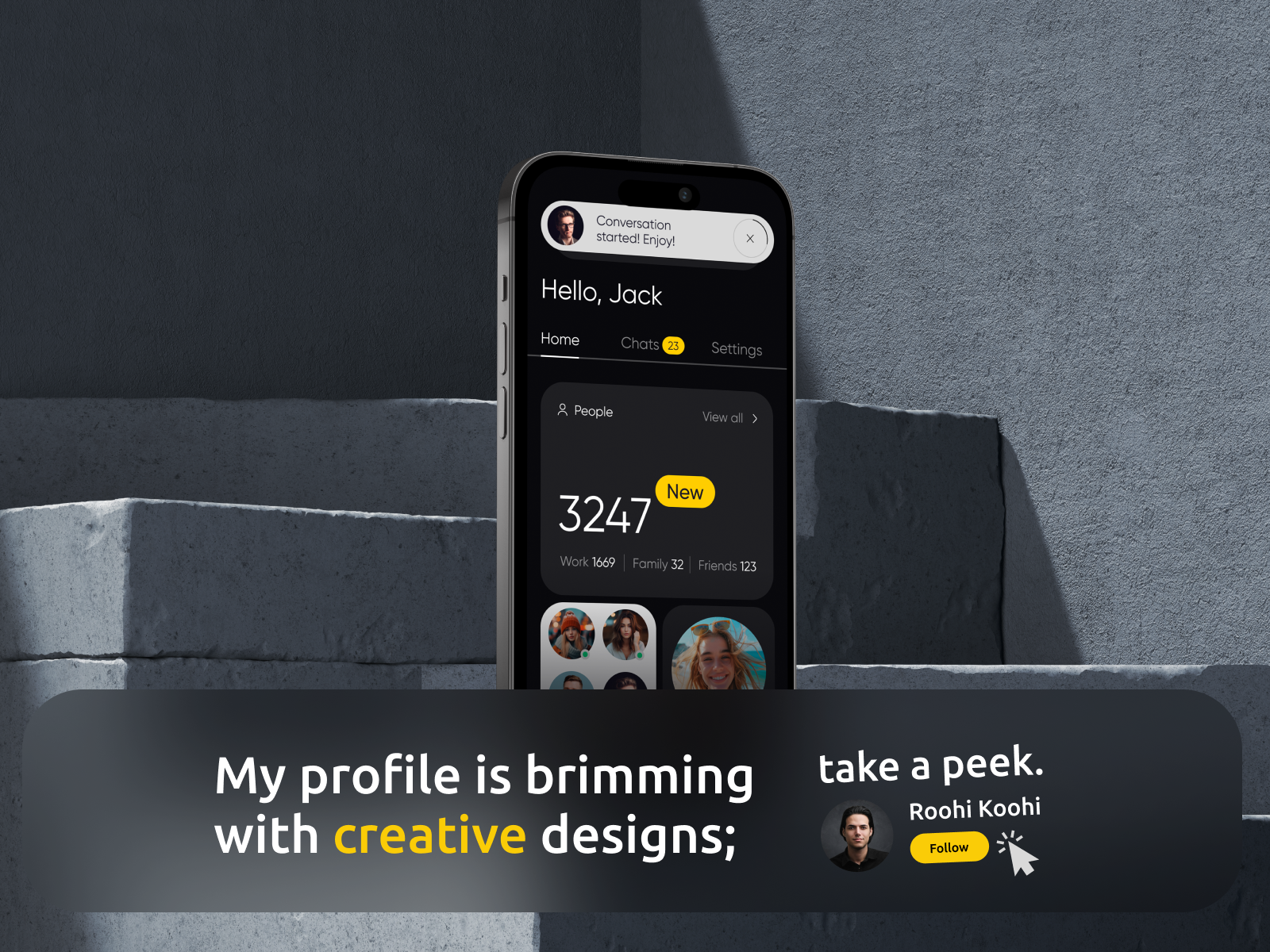 conversation app by Roohi Koohi on Dribbble