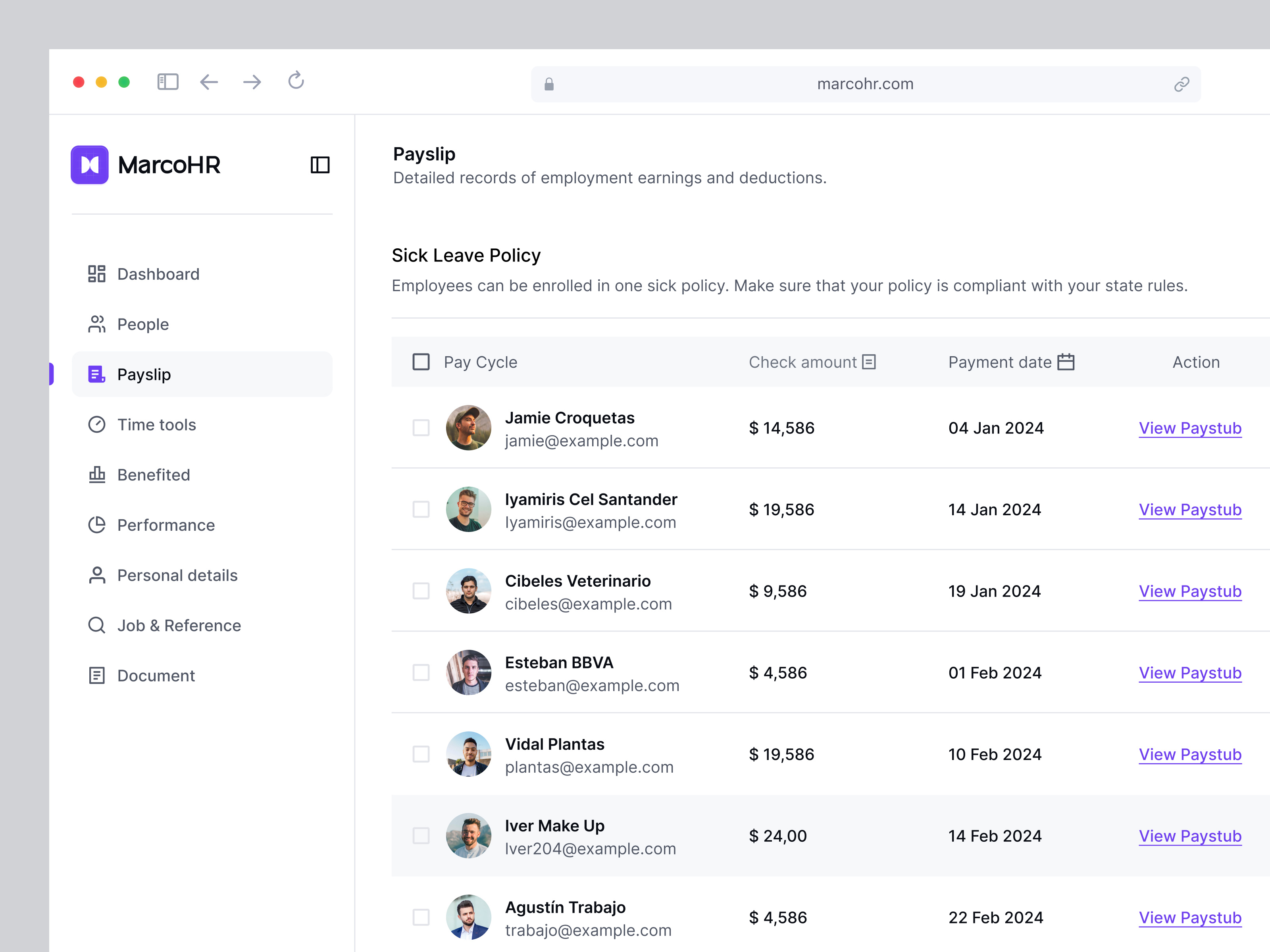 MarcoHR – Payslip SaaS Payroll Management Dashboard by Shahid Miah UI ...