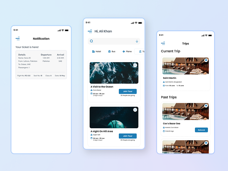Travel app Tour Plan UI Design by Rayhan Nasir on Dribbble