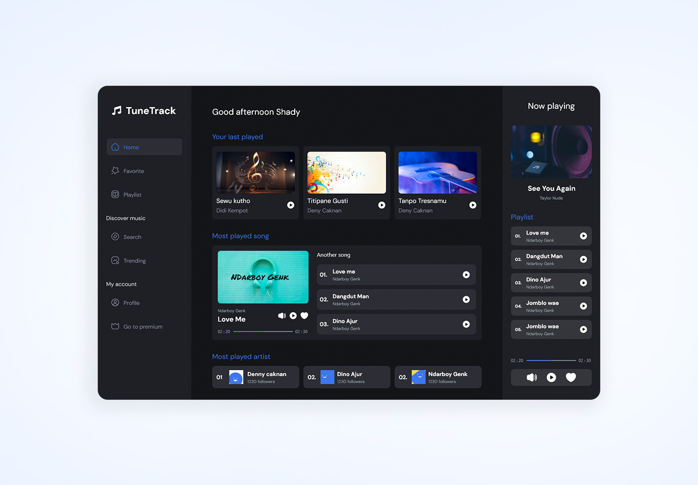 Dashboard Design for Tune Track by Upclues on Dribbble