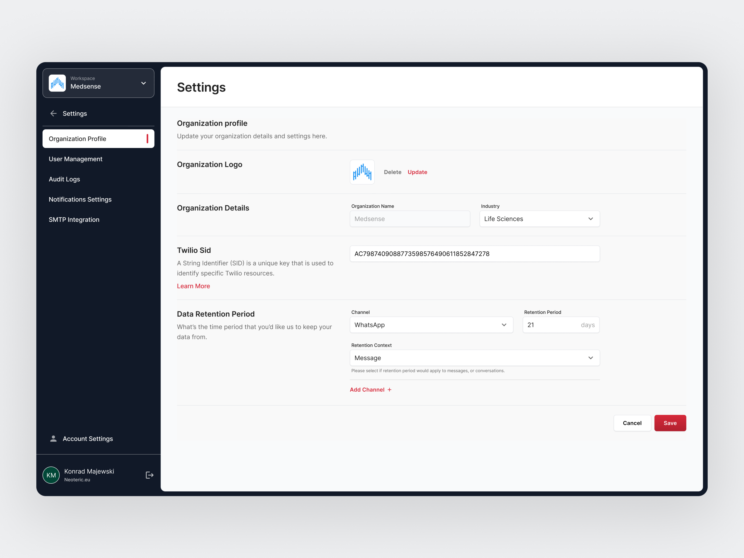 AI Sales Analytics Dashboard - Settings by Konrad Majewski for Neoteric ...