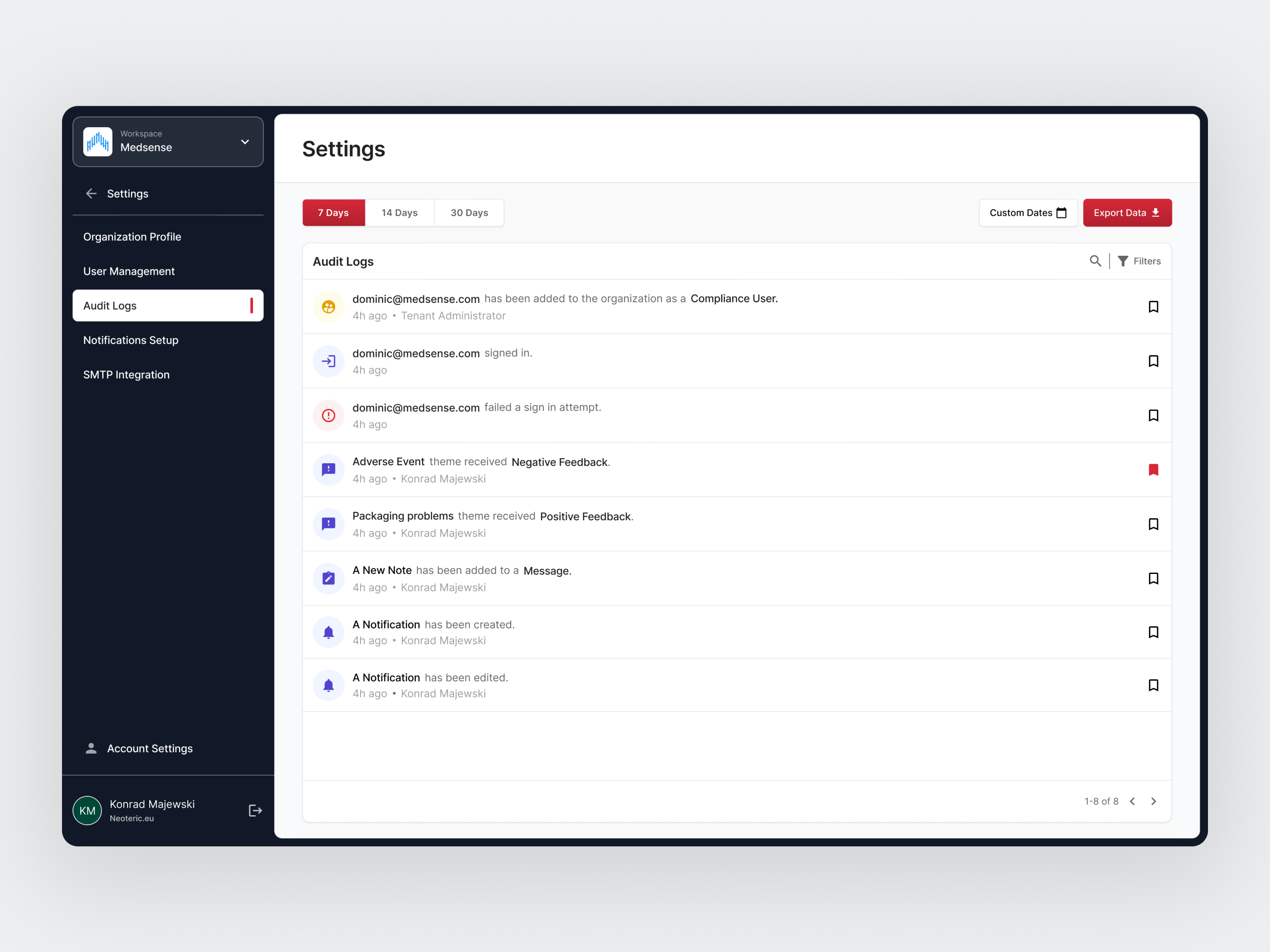 AI Sales Analytics Dashboard - Settings by Konrad Majewski for Neoteric ...