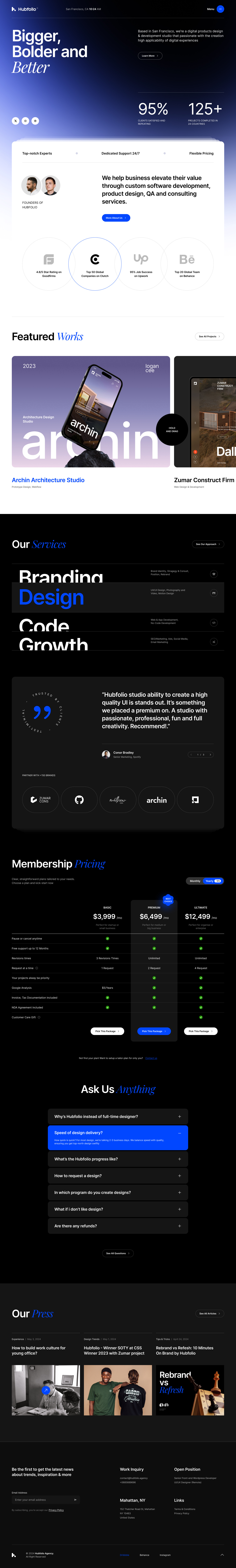 Digital Studio Mainpage - Hubfolio by Logan Dang on Dribbble