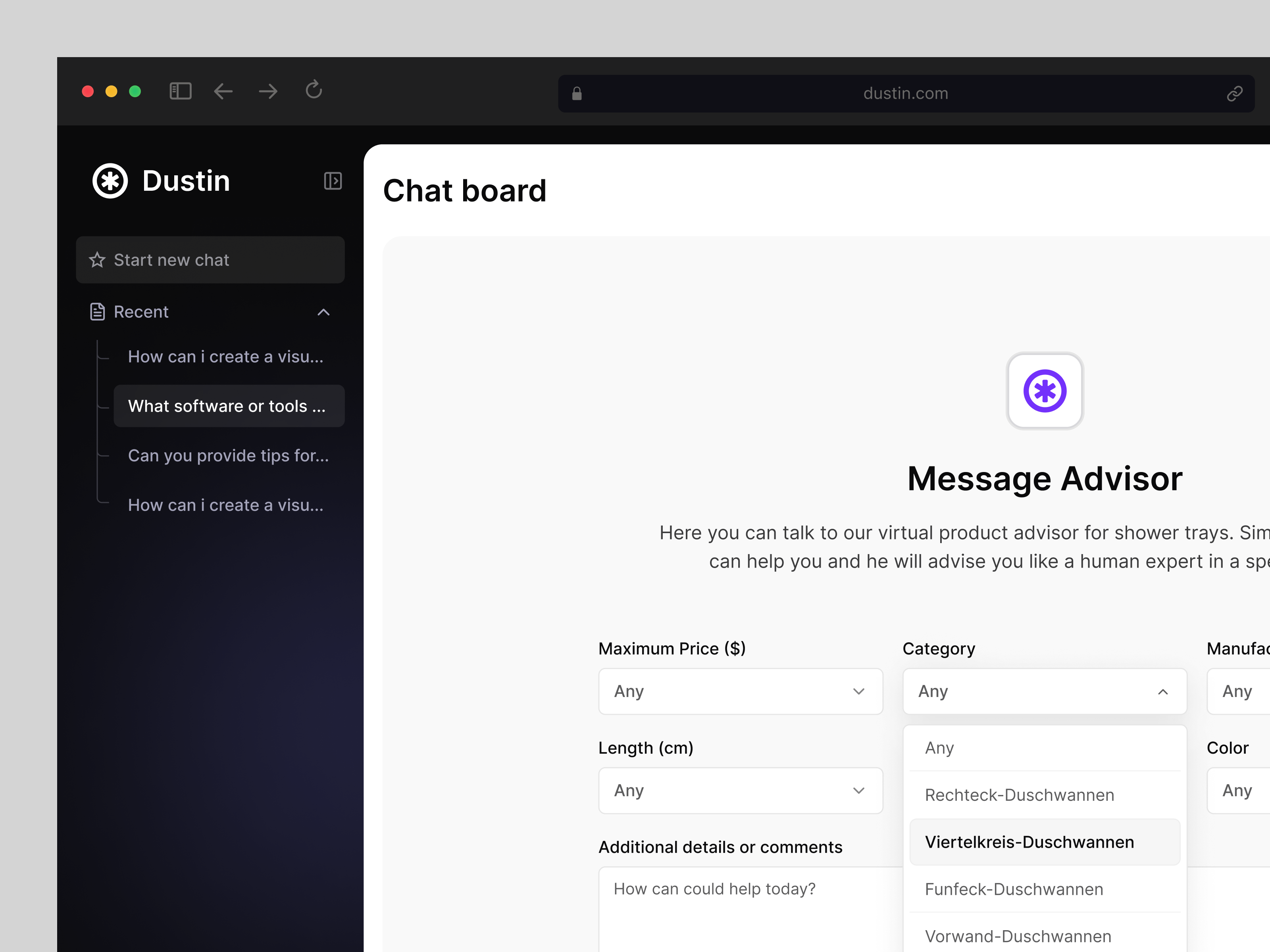 Dustin – AI Advisor Application by Shahid Miah UI UX Designer for ...
