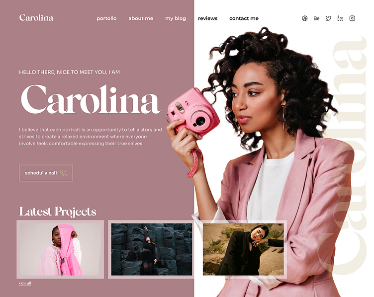 Photographer's Portfolio - Hero Section by Chidimma Ogbodo on Dribbble