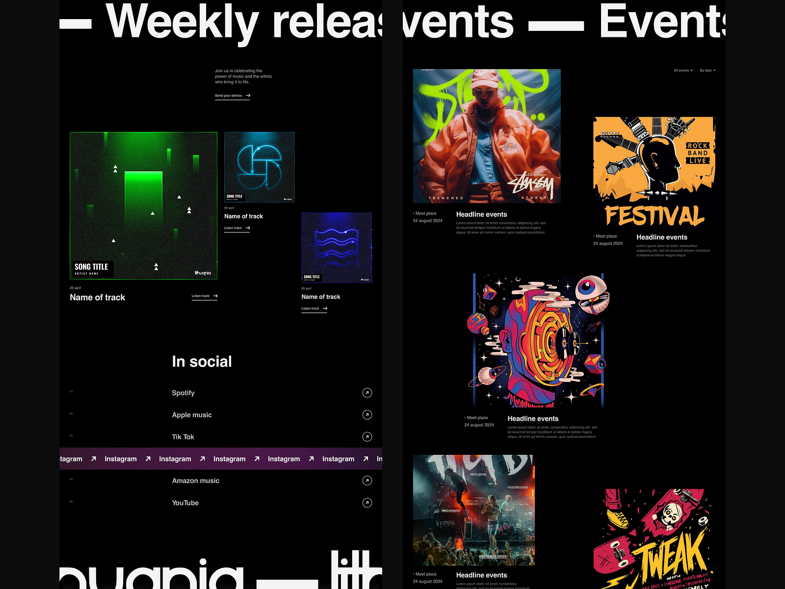 Lithuania HQ. Corporate website for music label by Vlad Lavv on Dribbble