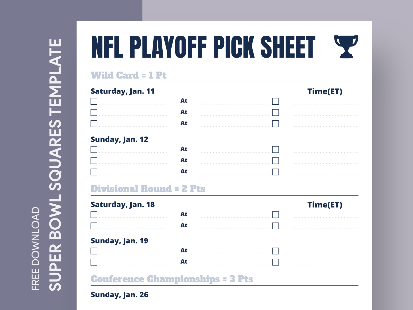 NFL Playoff Pick Sheet by Gdoc on Dribbble