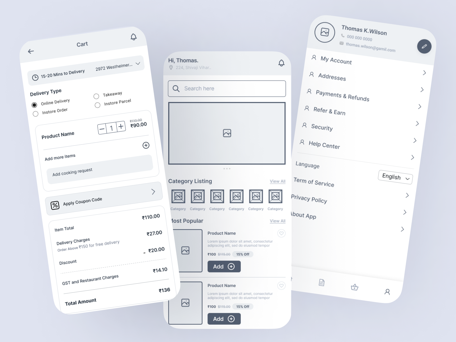 High-Fidelity Wireframes for Online Food Delivery App by Ikararahmad on ...