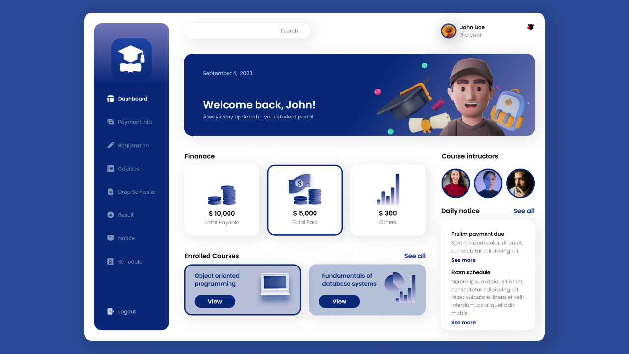 🎓 Student Portal Dashboard UI 🎓 by Samruddhi Bankar on Dribbble