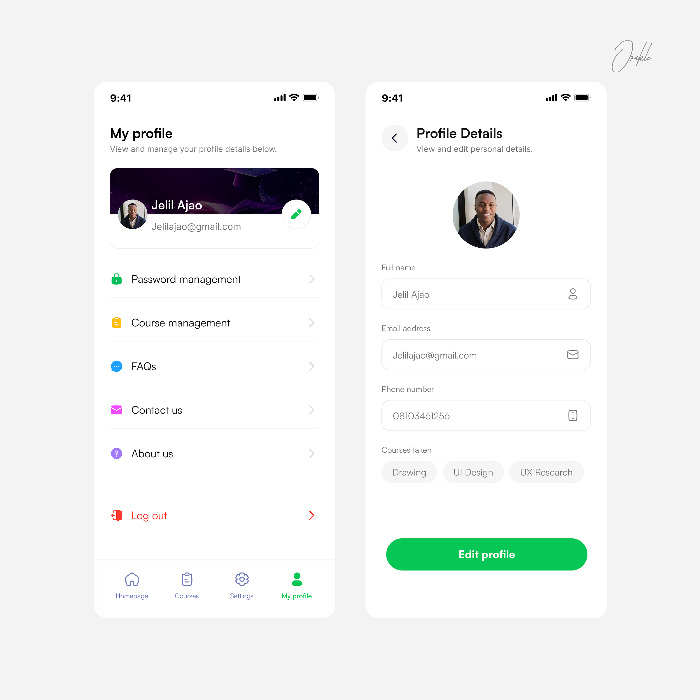 Profile mobile screen by Jelil Ajao on Dribbble