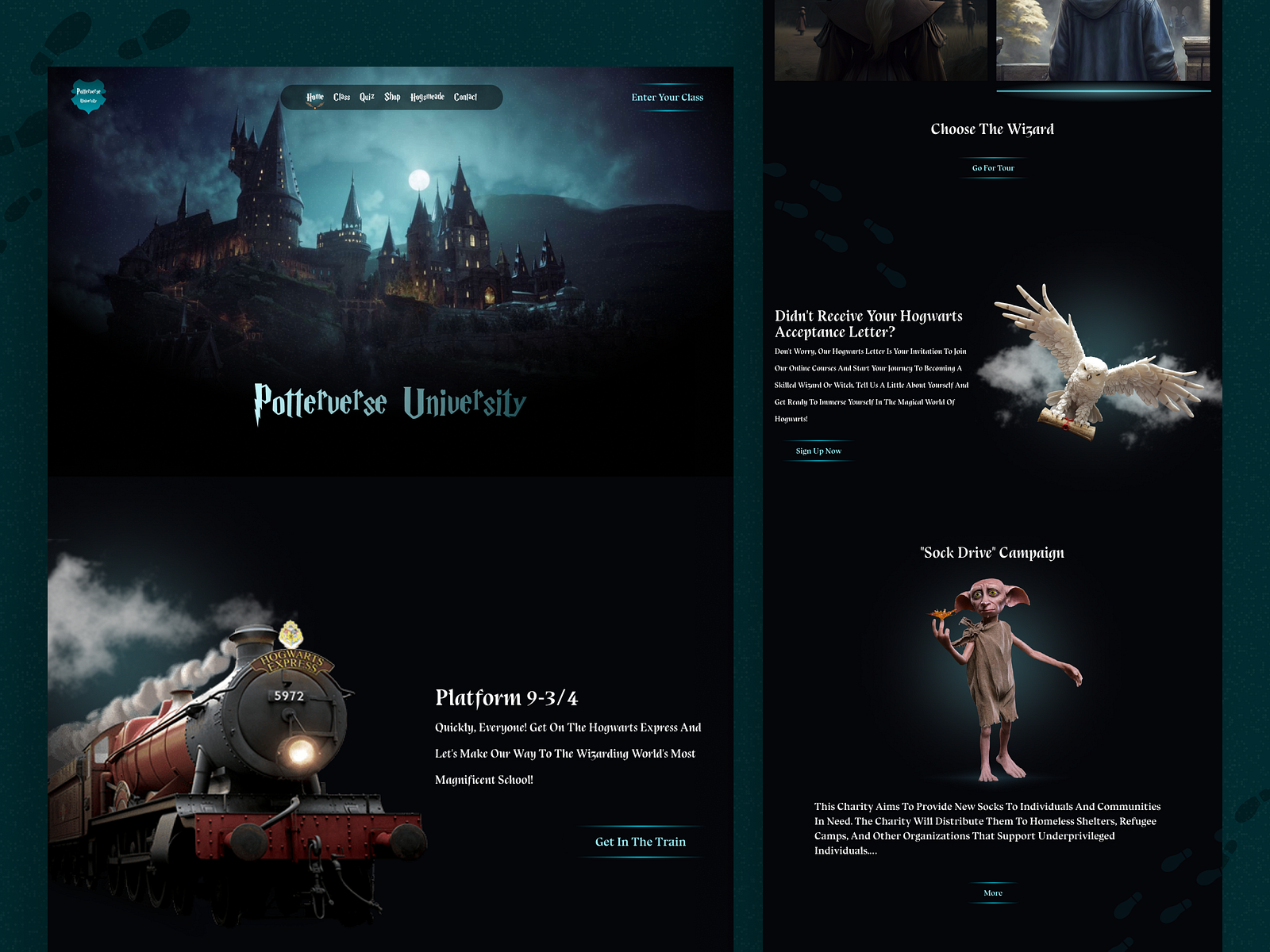 Harry Potter Website "potter university" by Elina.UI on Dribbble