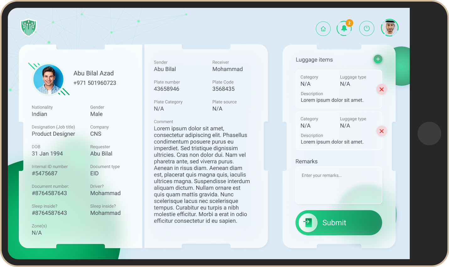 Gate Pass Tablet Design by Mohammad Azad on Dribbble