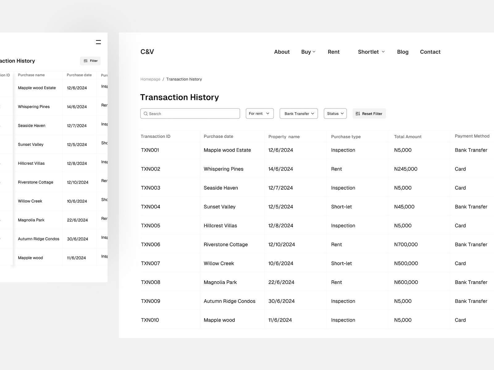 Transaction History by Arikawe Solomon on Dribbble