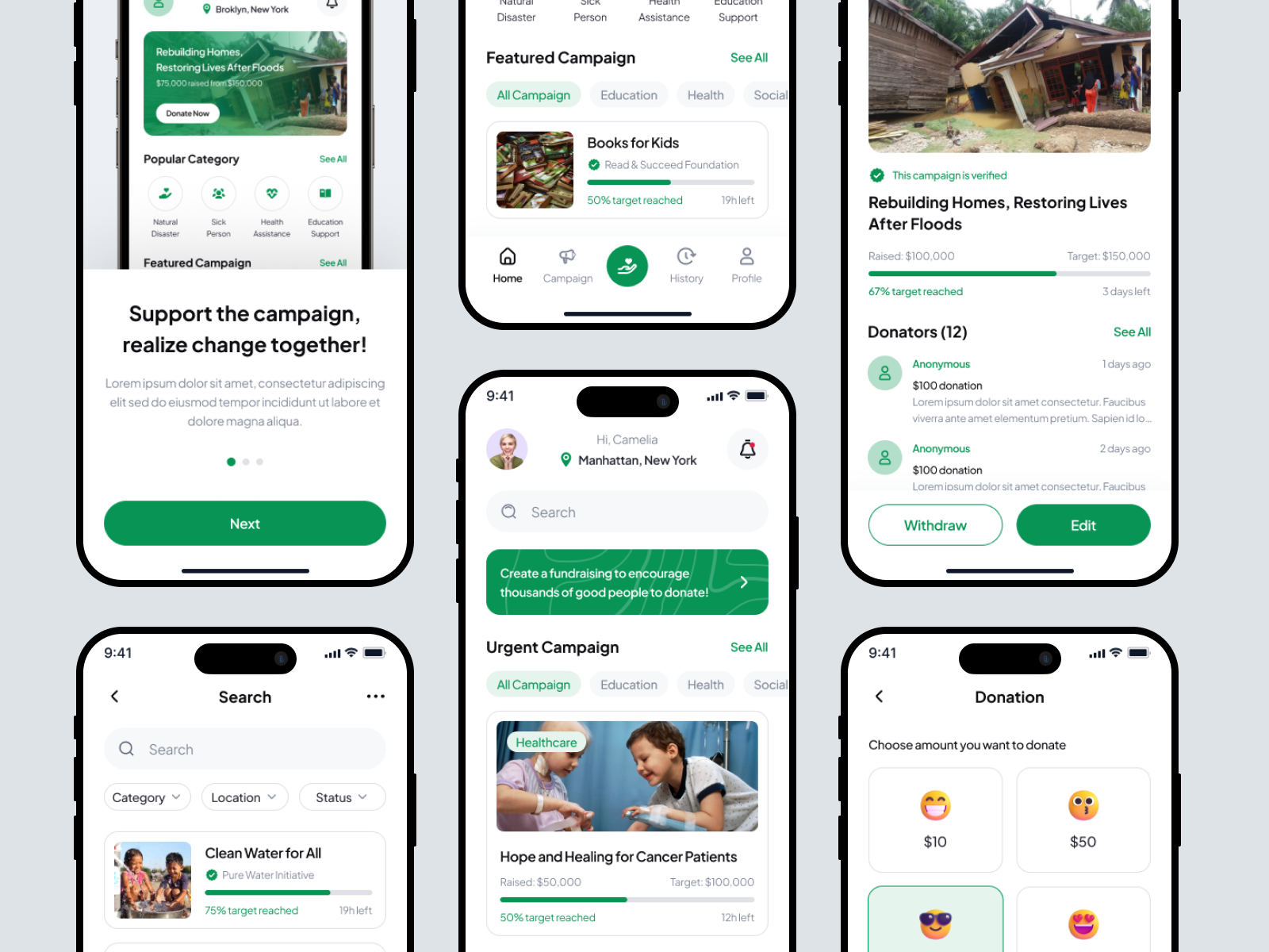 Donation, Charity, & Fundraising App UI Kit by Brain Studio on Dribbble