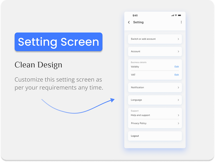 Setting Screen design figma | uiux designing figma | Blue color by ...