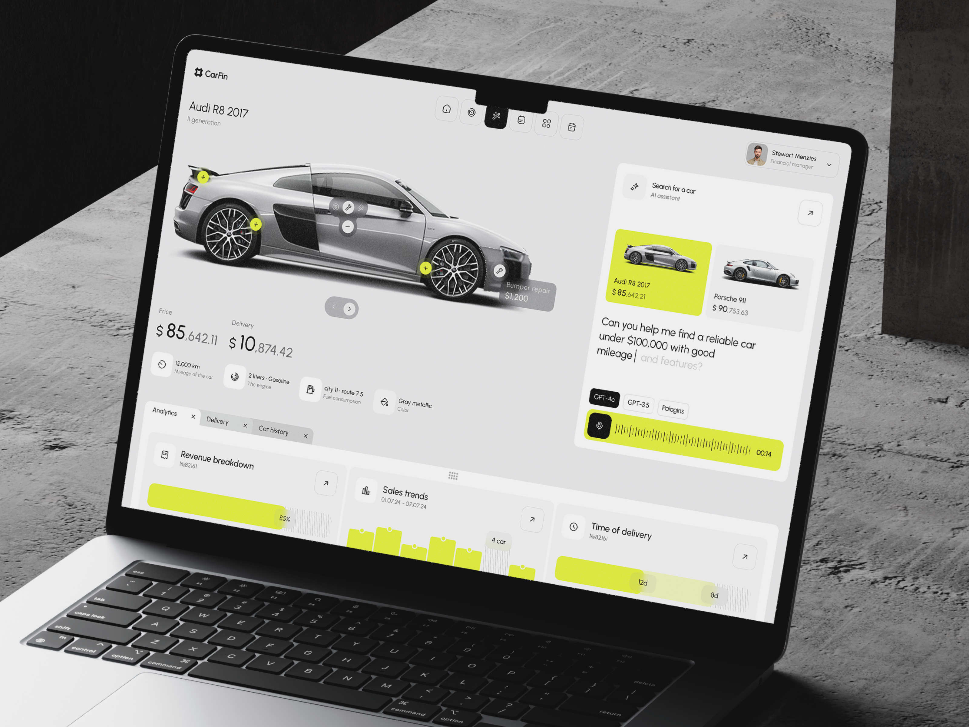 CarFin - Car AI Assistant Dashboard by RonDesignLab ⭐️ on Dribbble