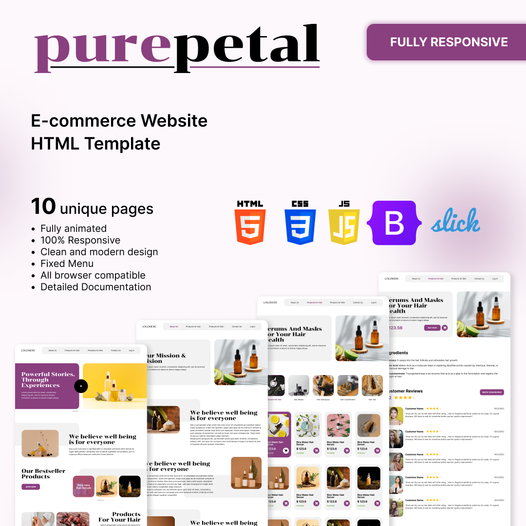 PurePetal E-commerce Website HTML Template by Zeiore Studio on Dribbble