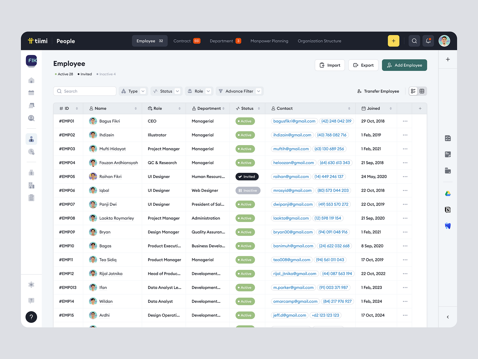 Tiimi - Employee List View in a SaaS HR Management System by Bagus ...