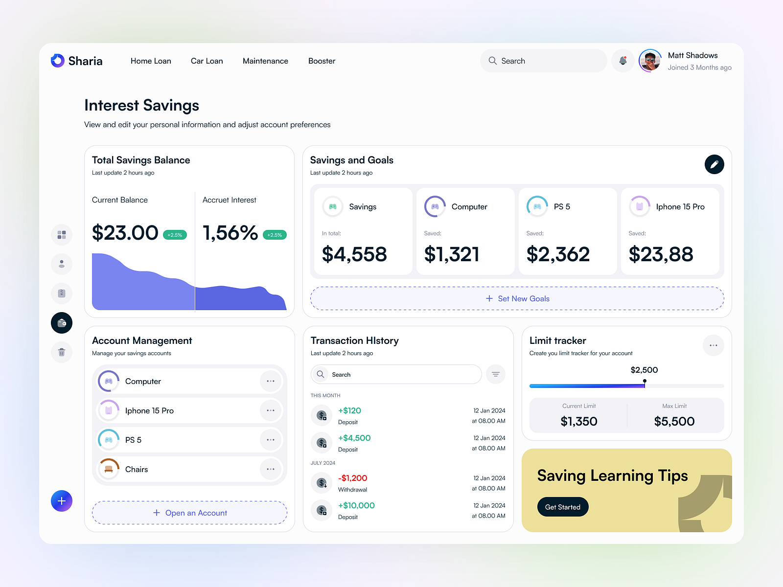 Finance Dashboard Design - Sharia by Awe Saas on Dribbble