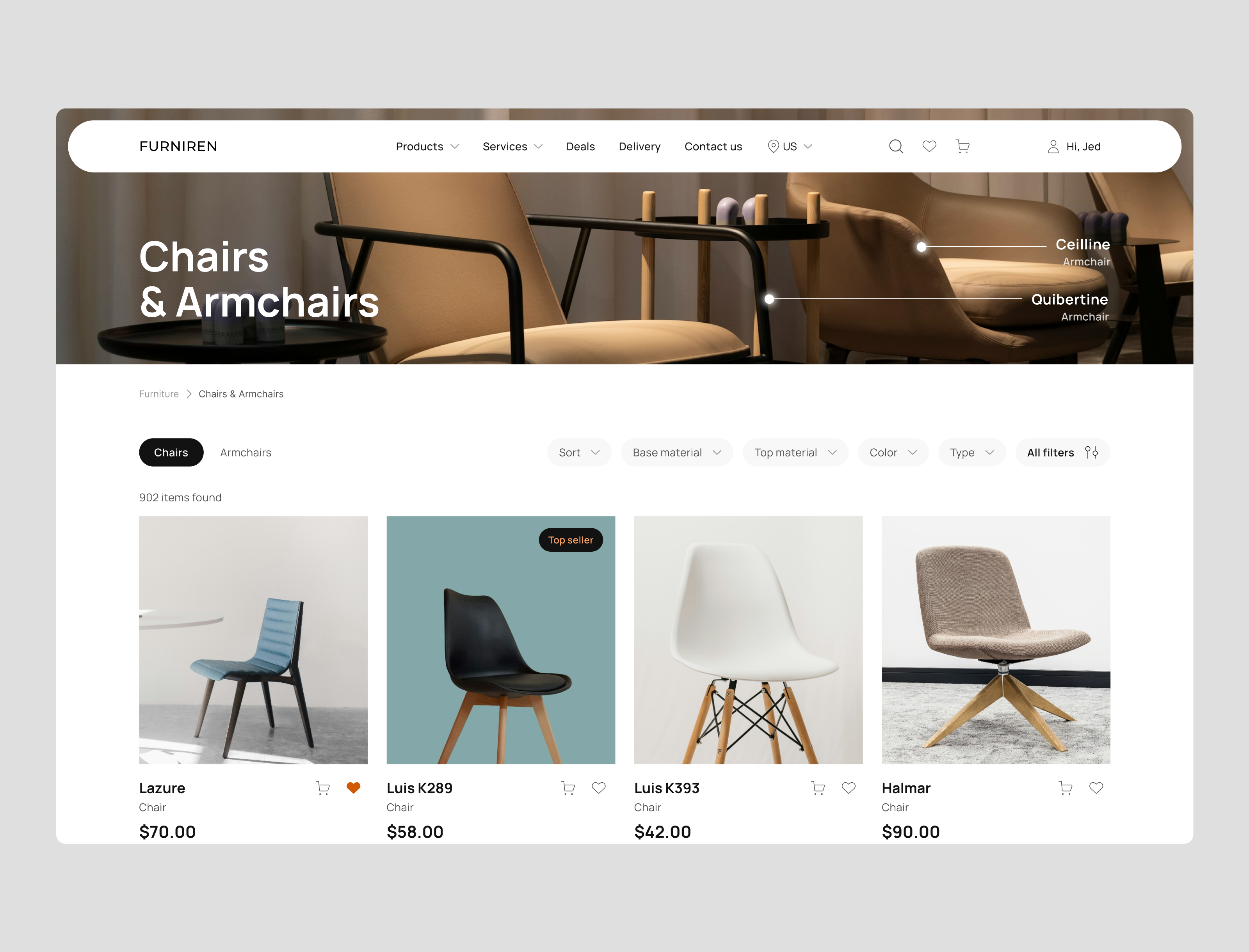 Modern Furniture E-commerce Website - Furniren by Rita for Sunmait - UX ...