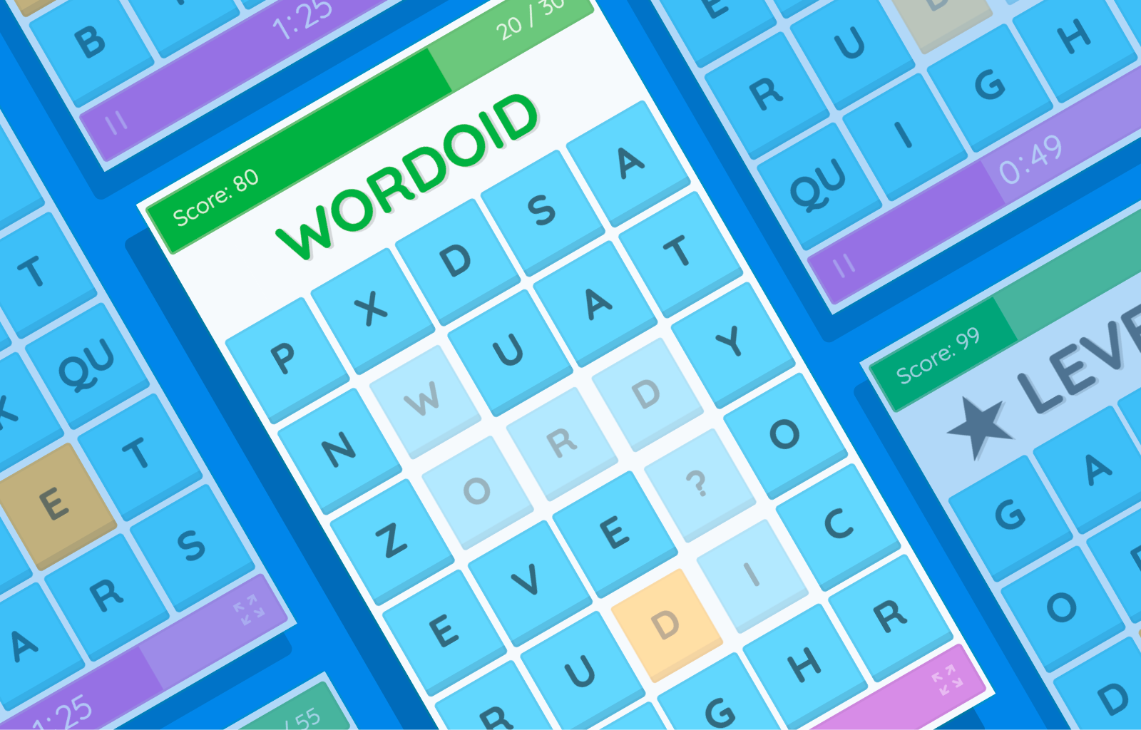 Wordoid spelling game - Social media card by Sean Wilson on Dribbble