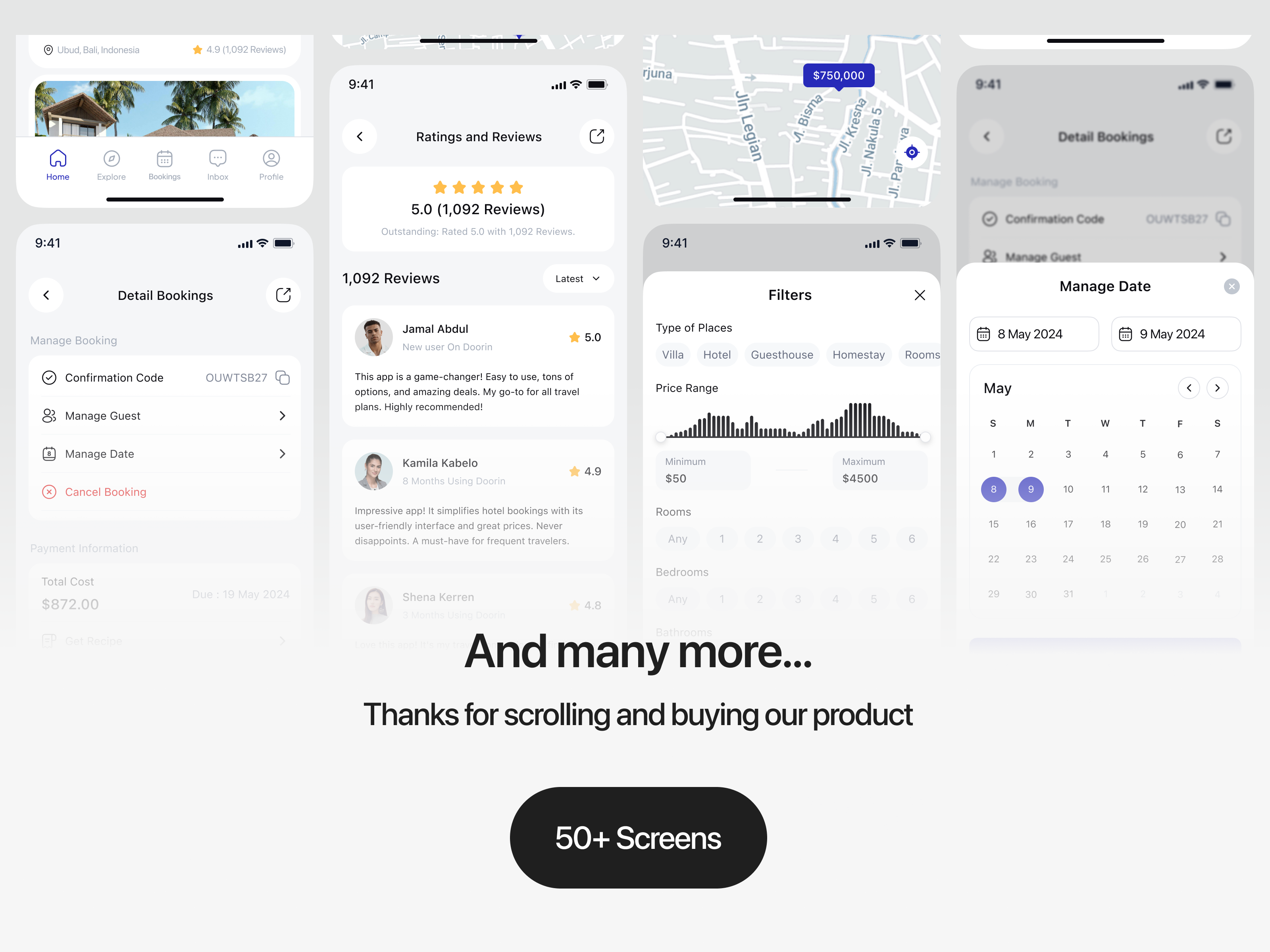 Doorin - Hotel Booking Mobile App Design Template - Book a room by ...