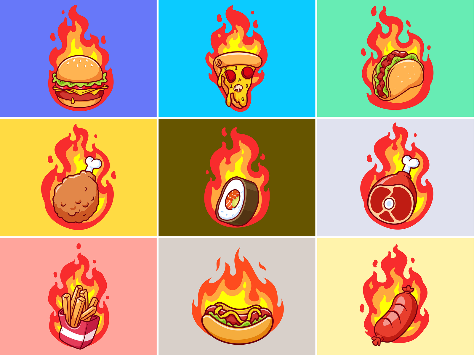 Spicy Foods Collection🍔🍕🍗🔥 by catalyst on Dribbble