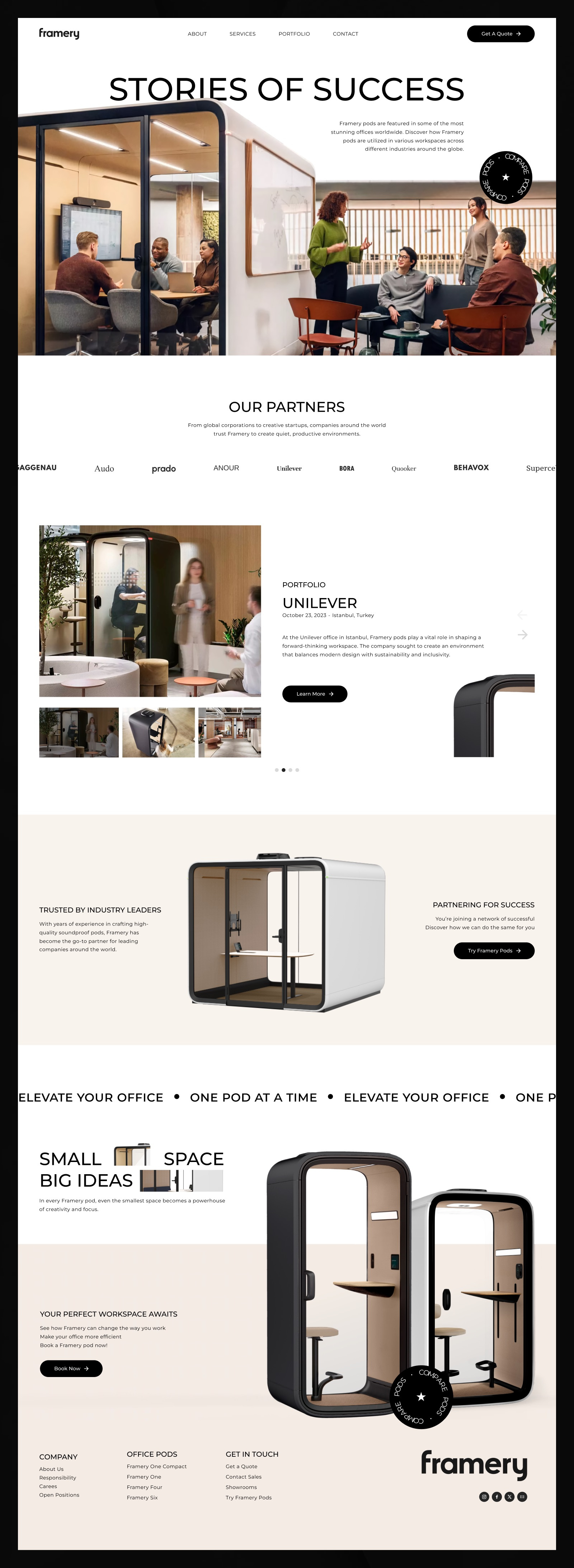 Framery - Modern Office Corporate Pods Website - Portfolio Page by LAIN ...