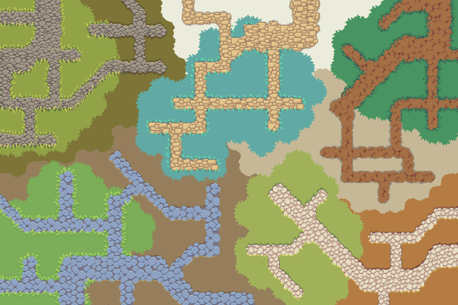 Path and Road Top-Down Tileset Pixel Art by 2D Game Assets on Dribbble