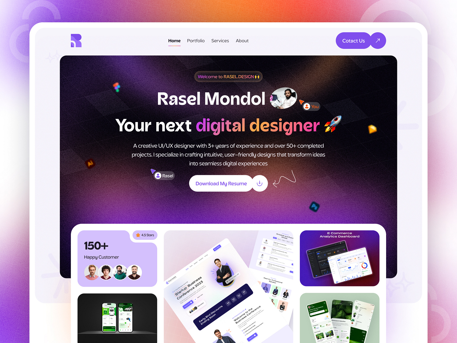 Personal Portfolio Landing page Design For Designer by Rasel Mondol on ...