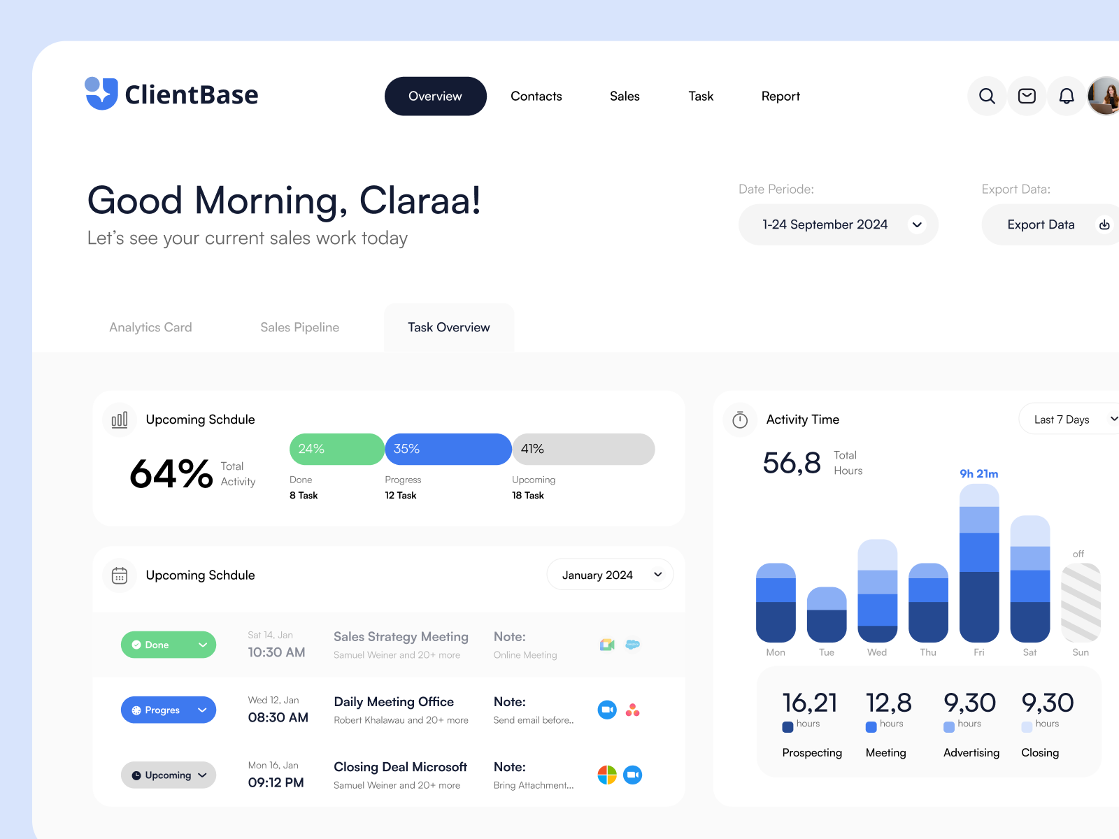 ClientBase - Task Overview by Rangga Cahyo⚡ on Dribbble