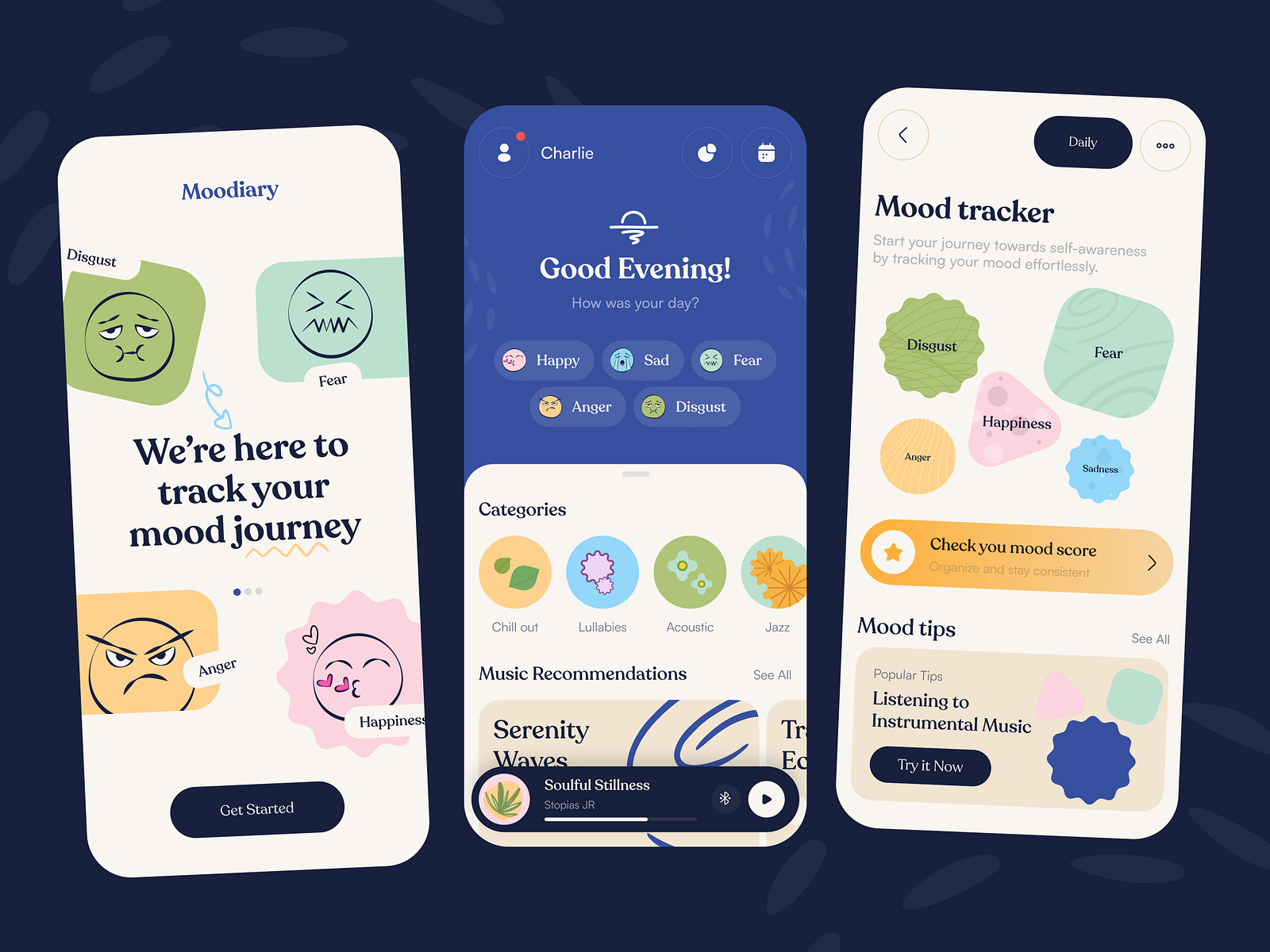Moodiary - Mood Tracker App Exploration by Paperpillar on Dribbble