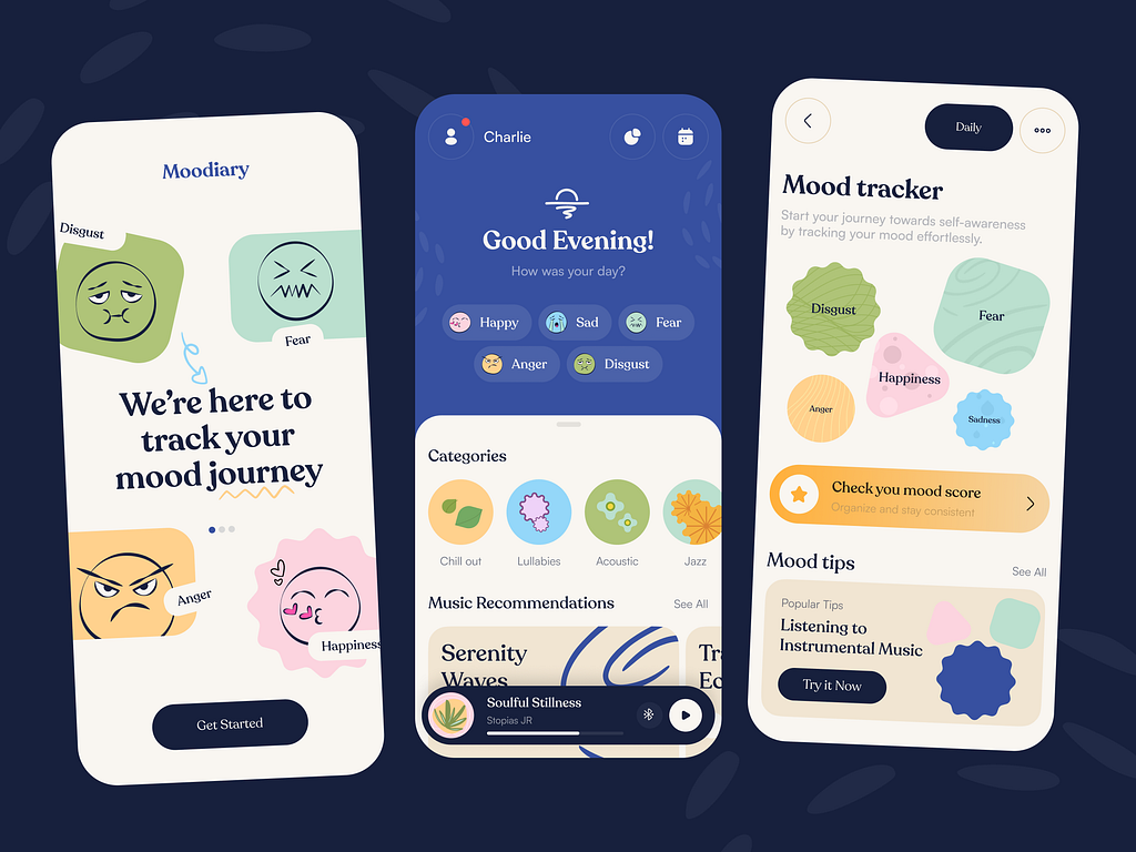 Moodiary - Mood Tracker App Exploration by Paperpillar on Dribbble