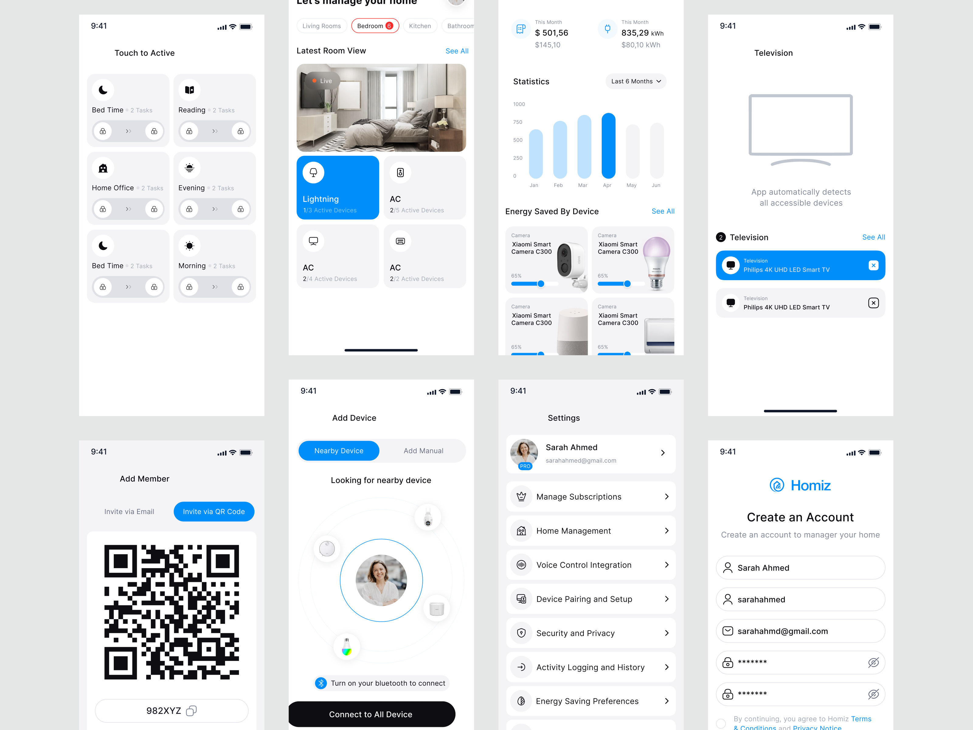 Homiz - Smart Home Mobile App UI Design Template Device Control by ...