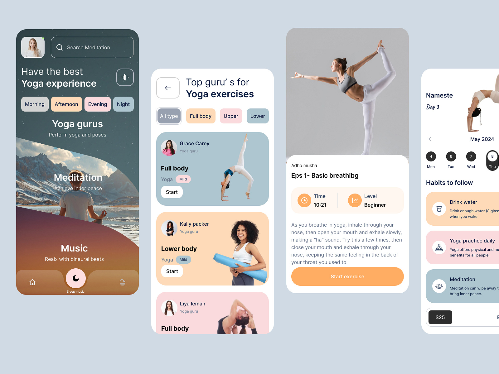 Yoga Mobile App Design by Naiem Islam on Dribbble