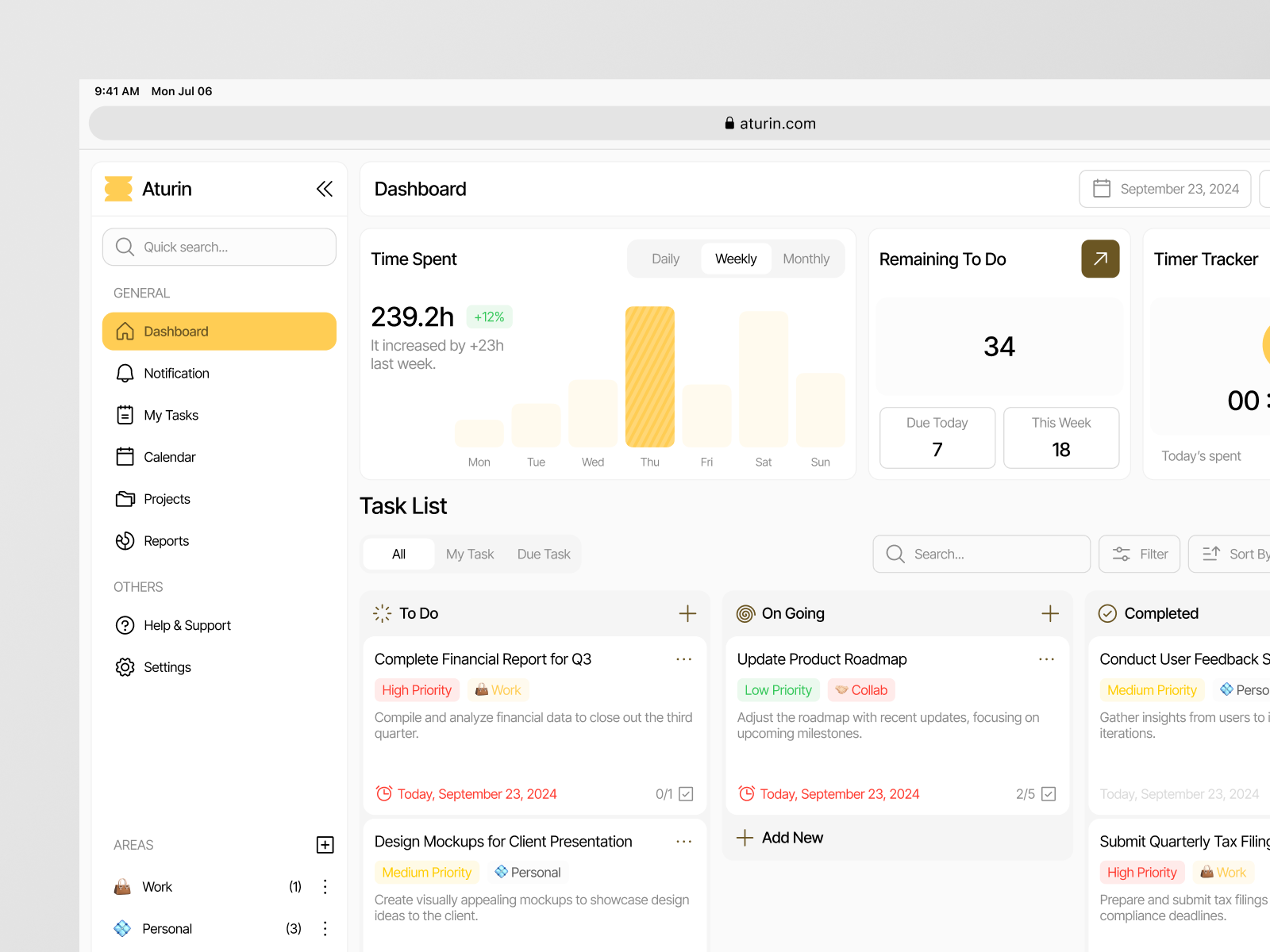 Aturin - Task Manager Dashboard by Ryan Indra for Semusim Visual on Dribbble