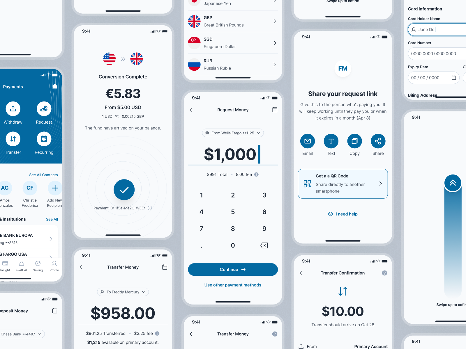swiftbank: AI Digital Banking & Payment App - Transfer Money UI by finterface on Dribbble